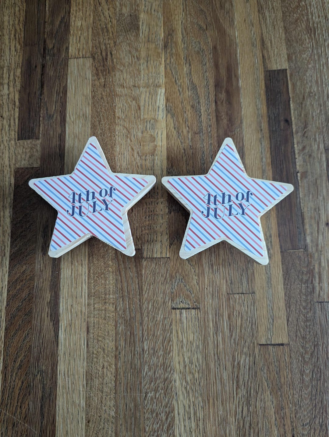 Set of 2 Wooden Forth of July Star Lid With Plastic Suction Red White ...