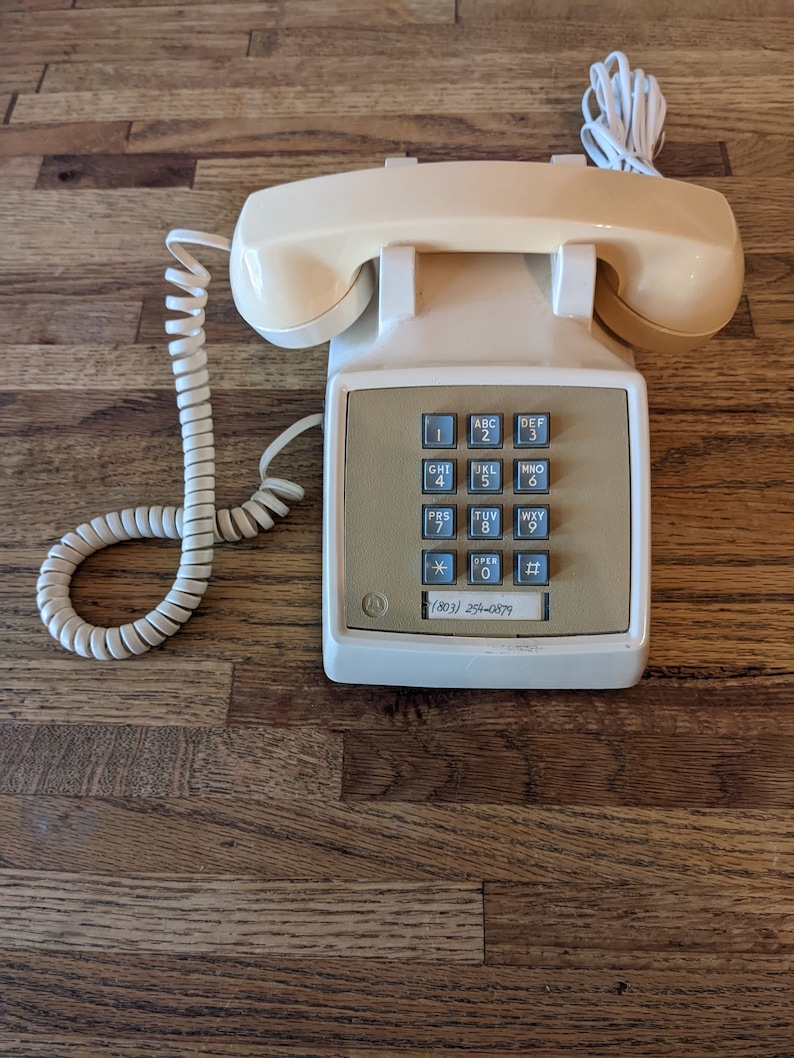 Vintage Plug in Wall Phone Push Button Beige - Etsy