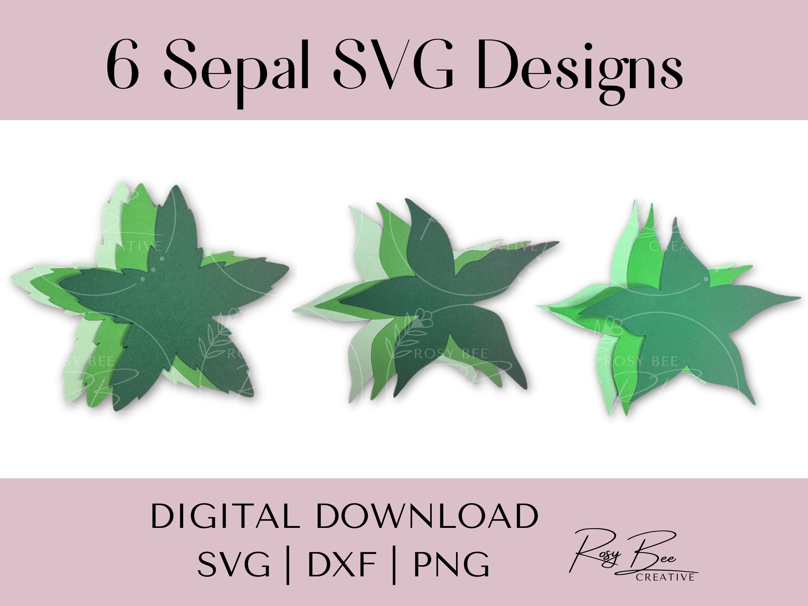 Paper Flower Sepal SVG Templates | Sepal Leaves SVG | Stemming Base ...