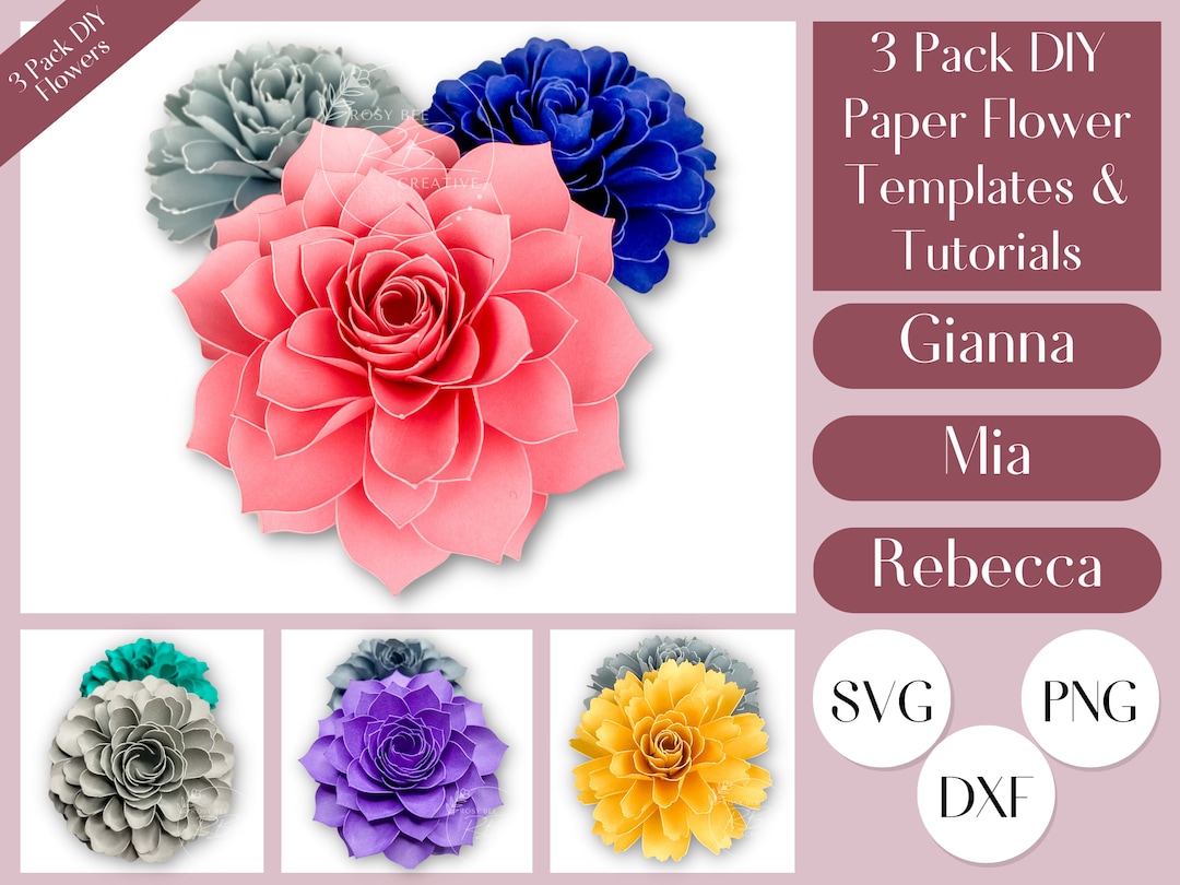 Bundle Pack Paper Flowers Paper Flower Tutorial Paper Flower Template ...