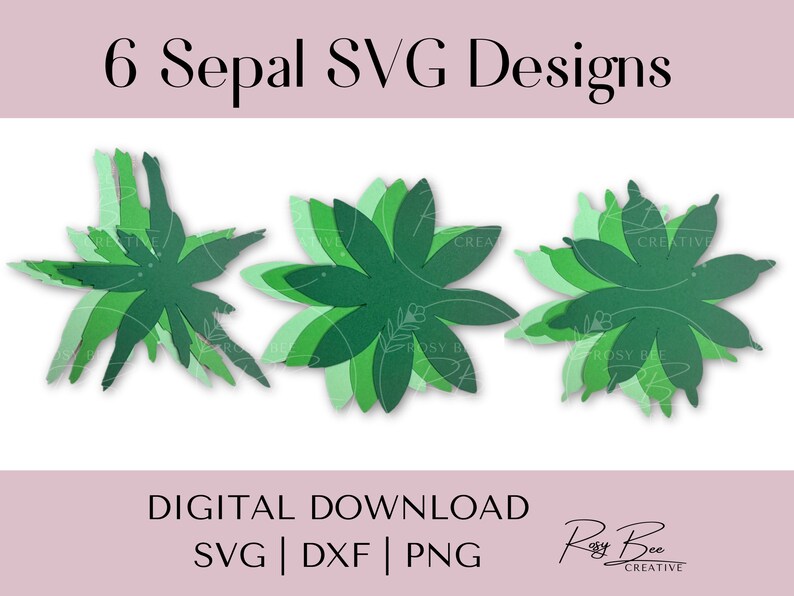 Paper Flower Sepal SVG Templates | Sepal Leaves SVG | Stemming Base ...