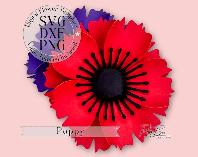 SVG - 3D Flower Template, Poppy Flower Svg, INSTANT Download, Dxf and ...
