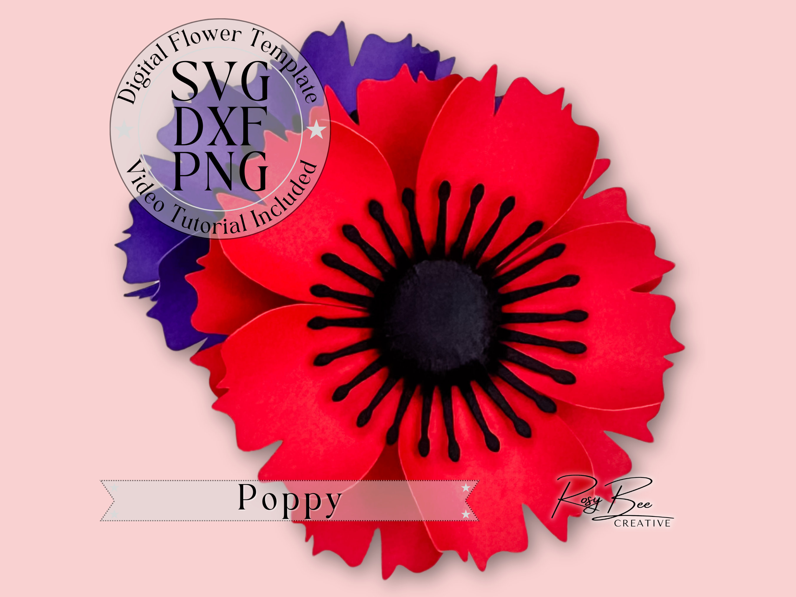 Poppy Paper Flower | Paper Flower Tutorial | Paper Flower Template ...
