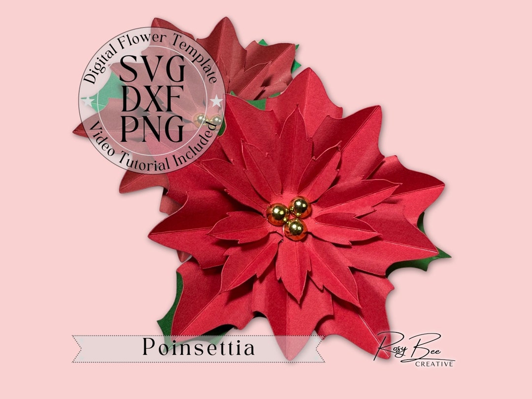 Poinsettia Paper Flower | Paper Flower Tutorial | Paper Flower Template ...