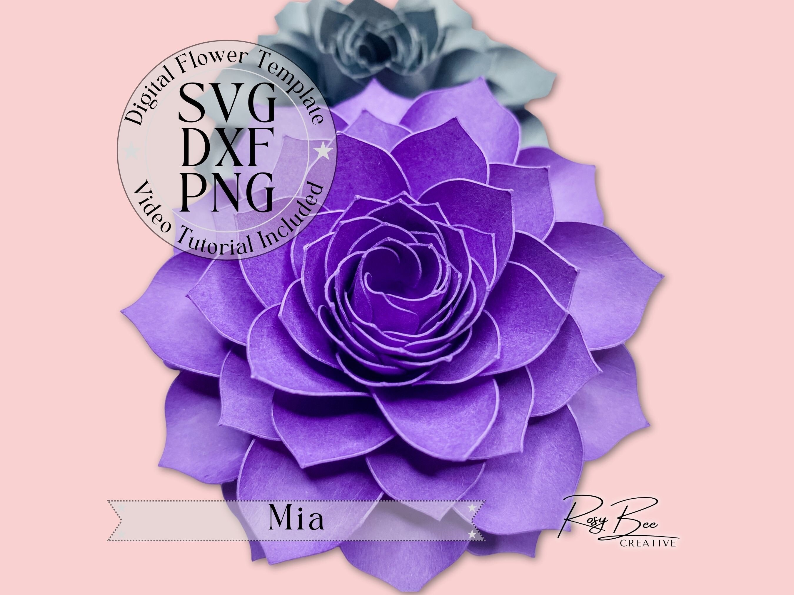 Mia Paper Flower | Paper Flower Tutorial | Paper Flower Template | DIY ...