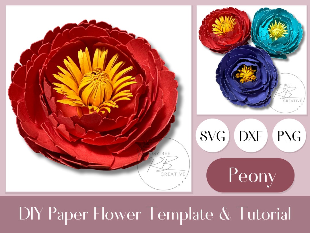 Peony Paper Flower Paper Flower Tutorial Paper Flower - Etsy