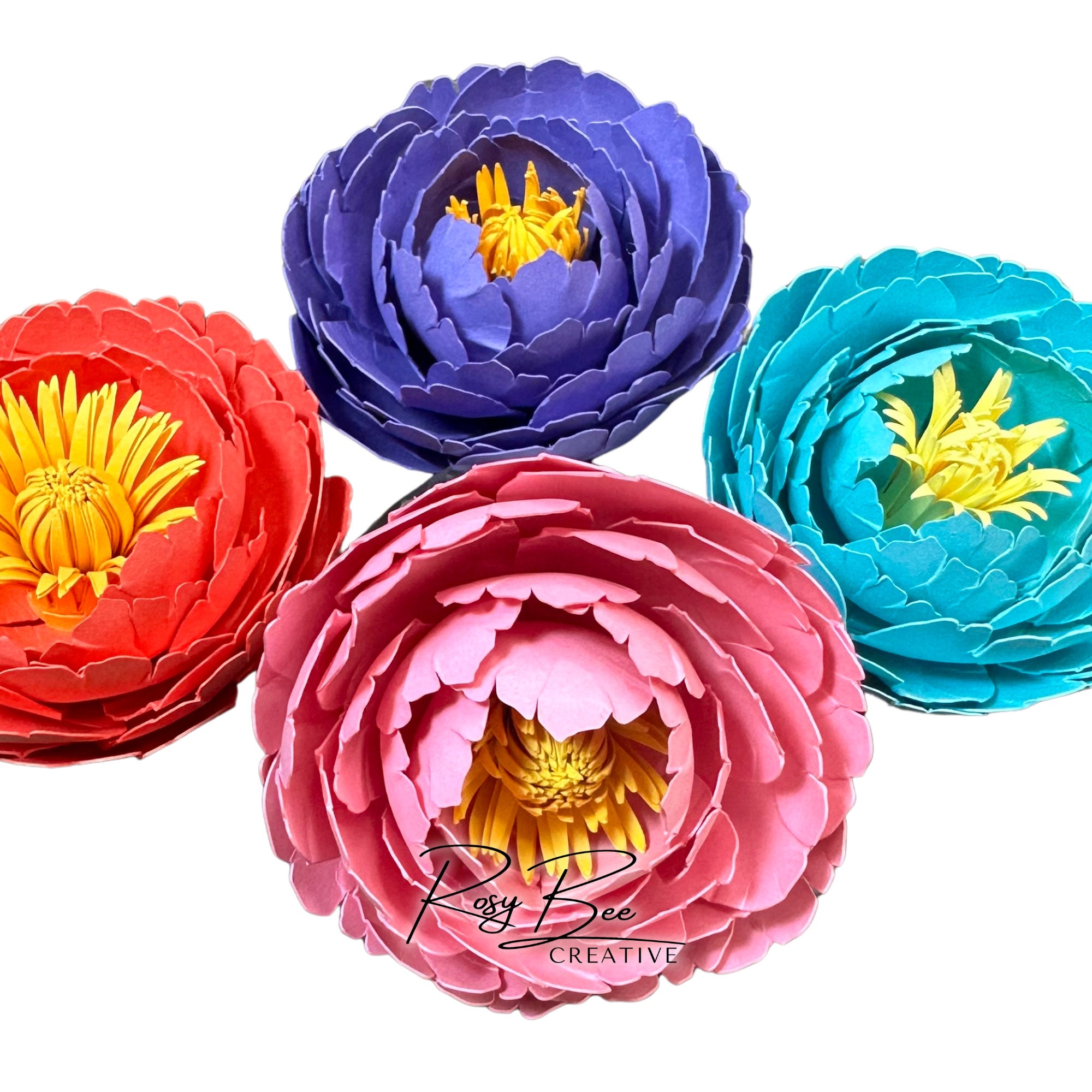 Peony Paper Flower Paper Flower Tutorial Paper Flower Template DIY ...