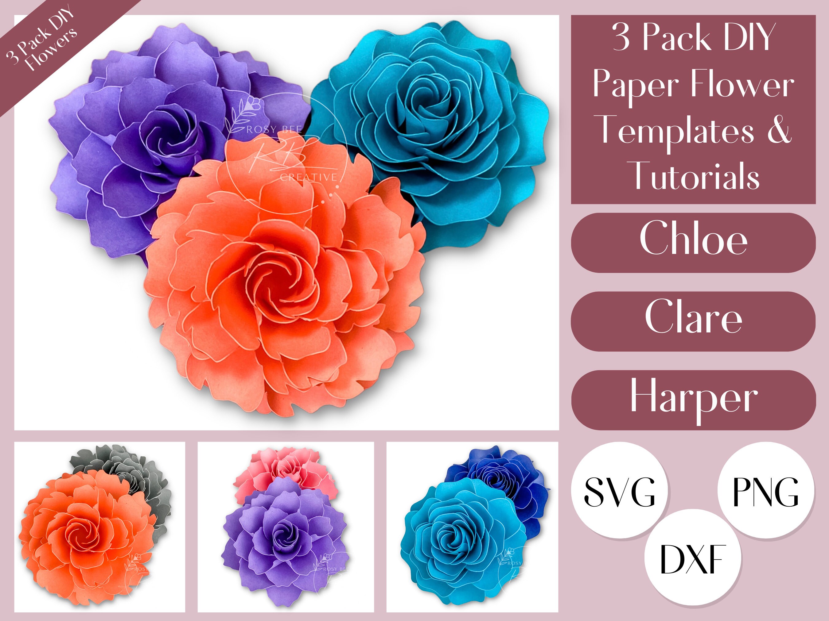 Bundle Pack Paper Flowers | Paper Flower Tutorial | Paper Flower ...