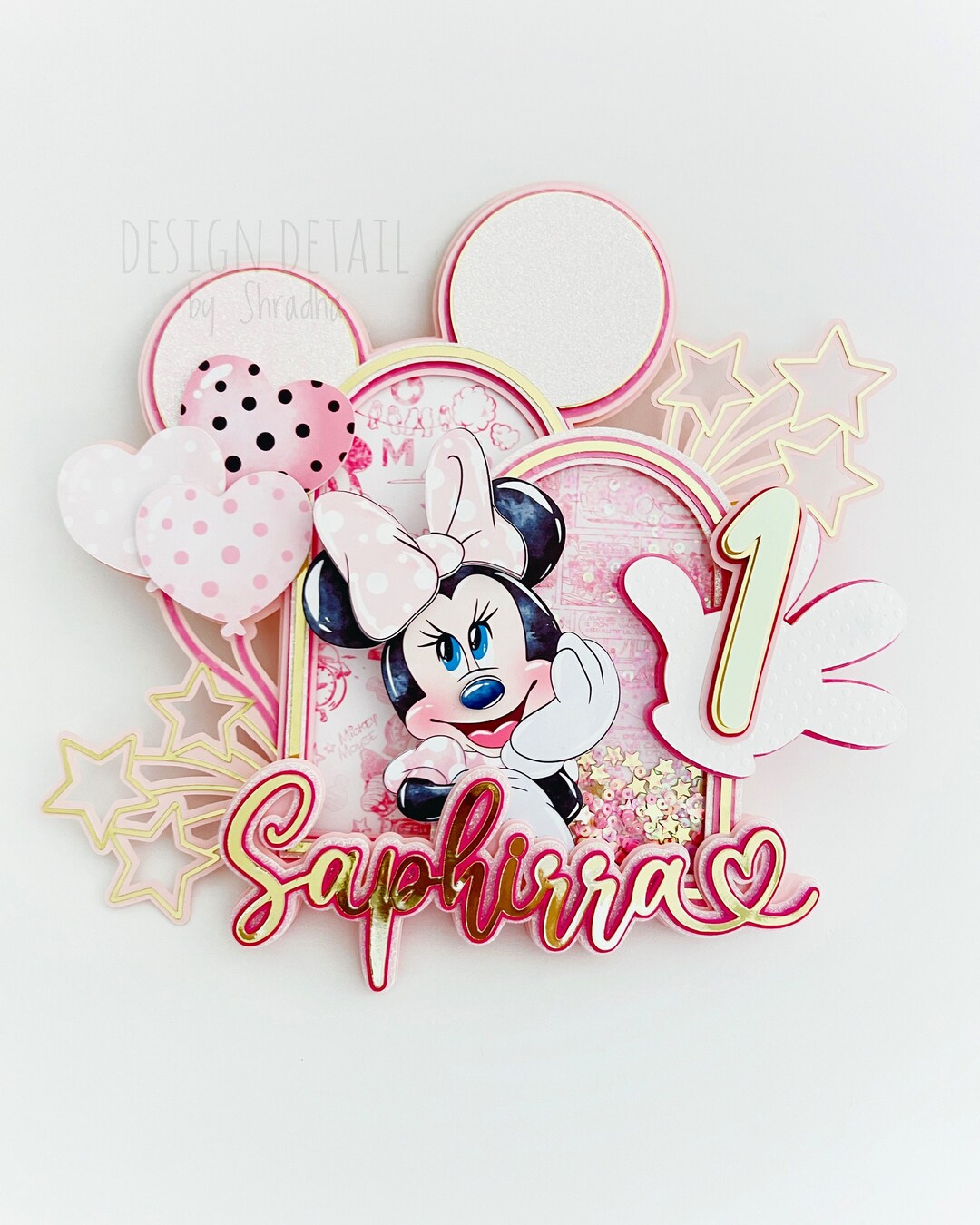 3D Shaker Minnie Mouse Cake Topper|birthday Cake Topper| Disney Minnie ...