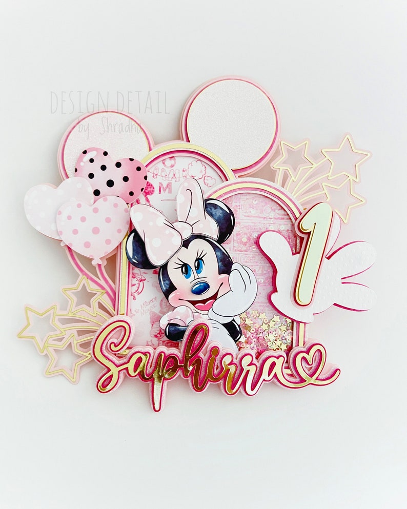 3D Shaker Minnie Mouse Cake Topper|birthday Cake Topper| Disney Minnie ...