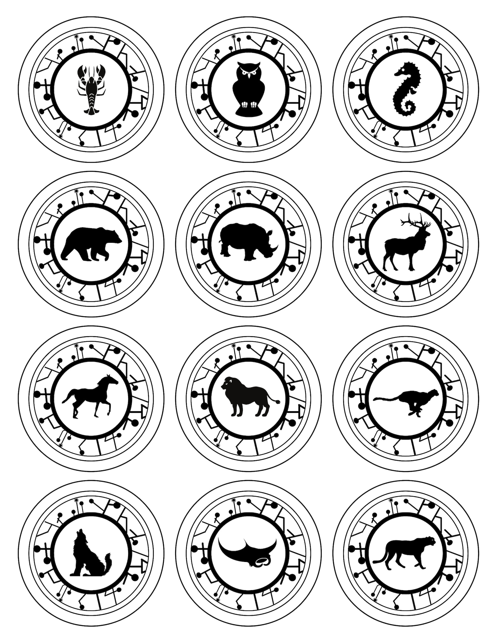 Coloring Sheets - "creature Power" Discs (inspired), 2.5" PRINTABLE ...