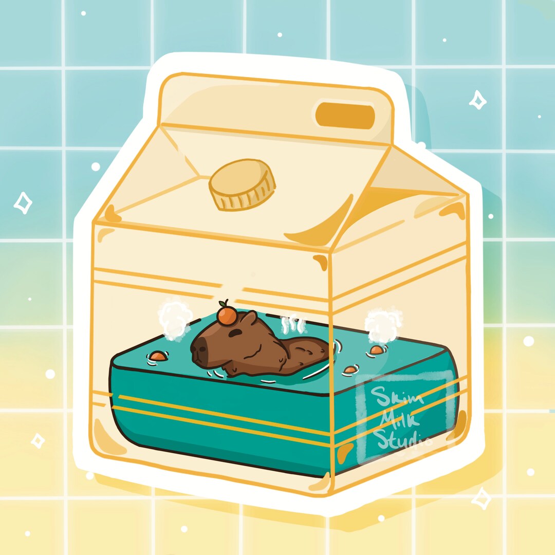 Capybara Milk Milk Carton Onsen Vinyl Sticker - Etsy