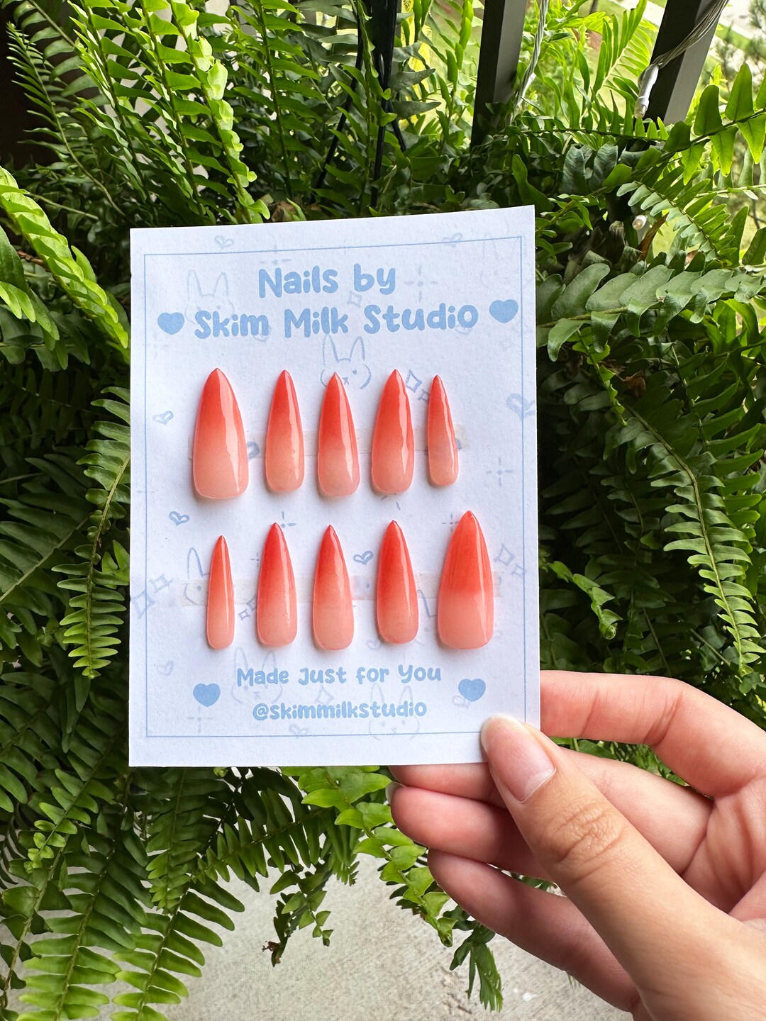 Sweet Demon Anime Ombre Press on Nails | Anime Nails | Cosplay Nails - Etsy