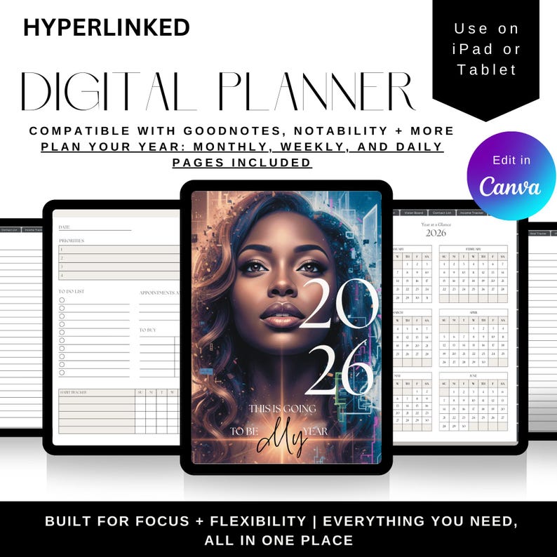 2026 Digital Planner (my Year) | Hyperlinked PDF + Canva Template ...
