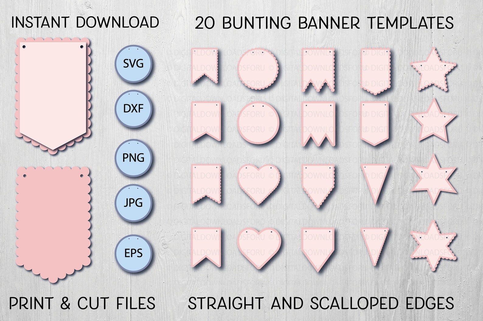 Bunting SVG Bunting Banner SVG Instant Download Flag - Etsy
