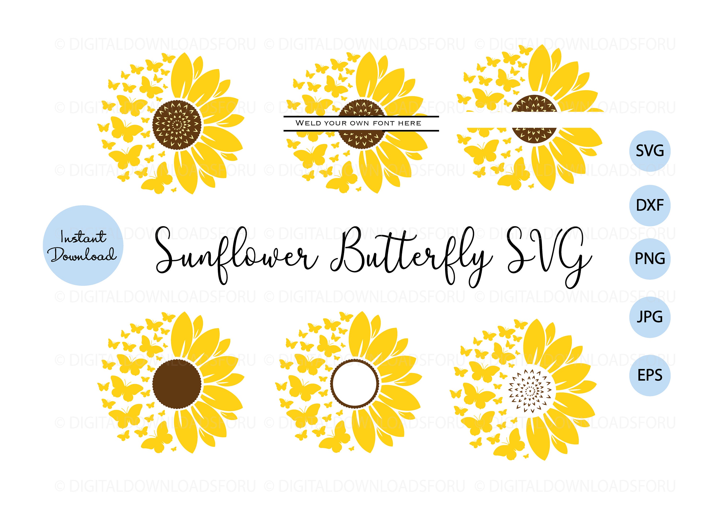 Sunflower Butterfly SVG Sunflower With Butterfly SVG Clipart | Etsy