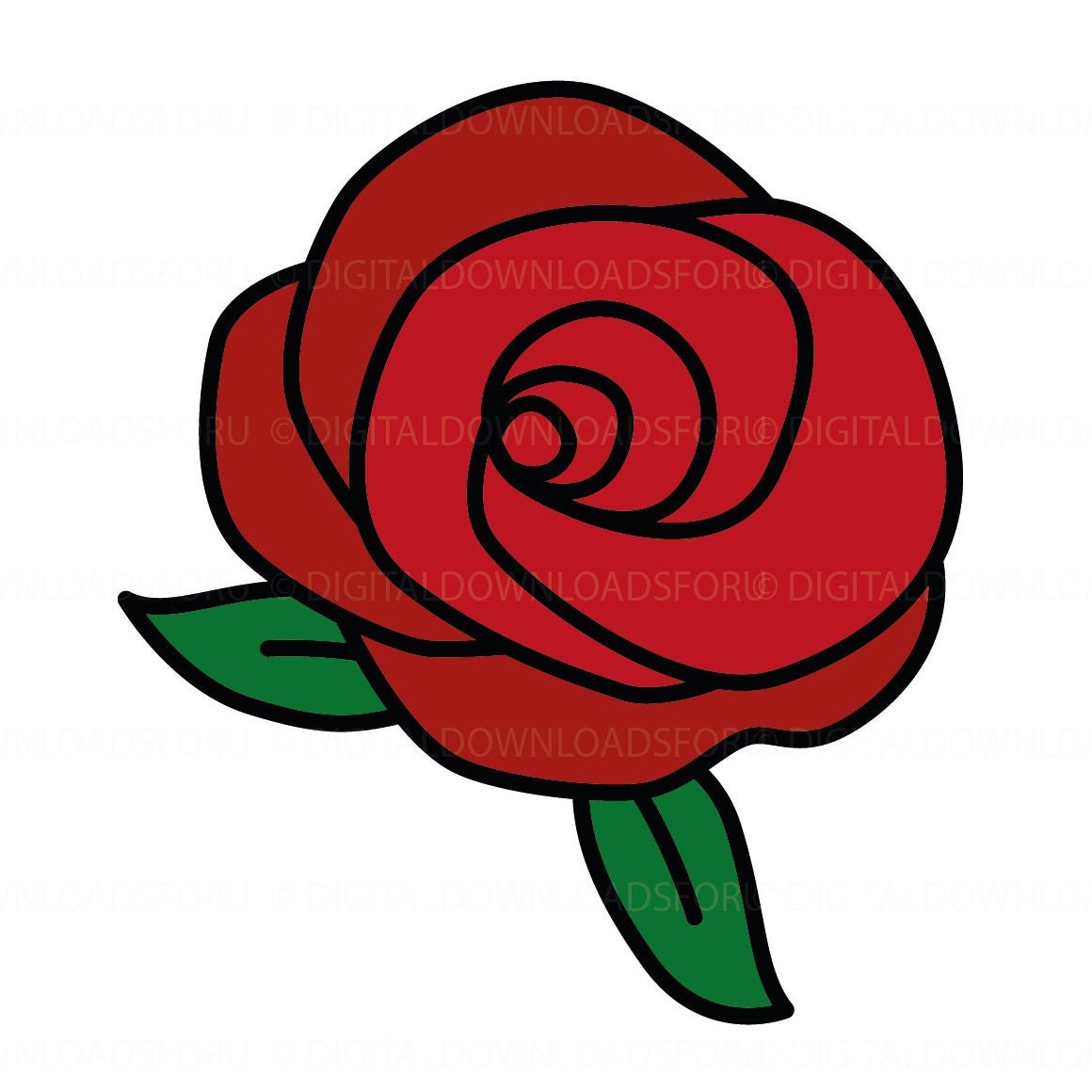 Rose SVG File Rose Decal SVG Rose Clip Art Instant | Etsy