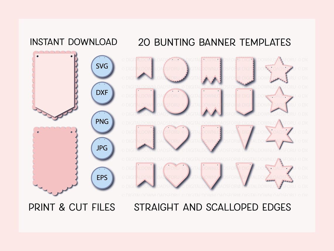 Bunting SVG Bunting Banner SVG Instant Download Flag - Etsy