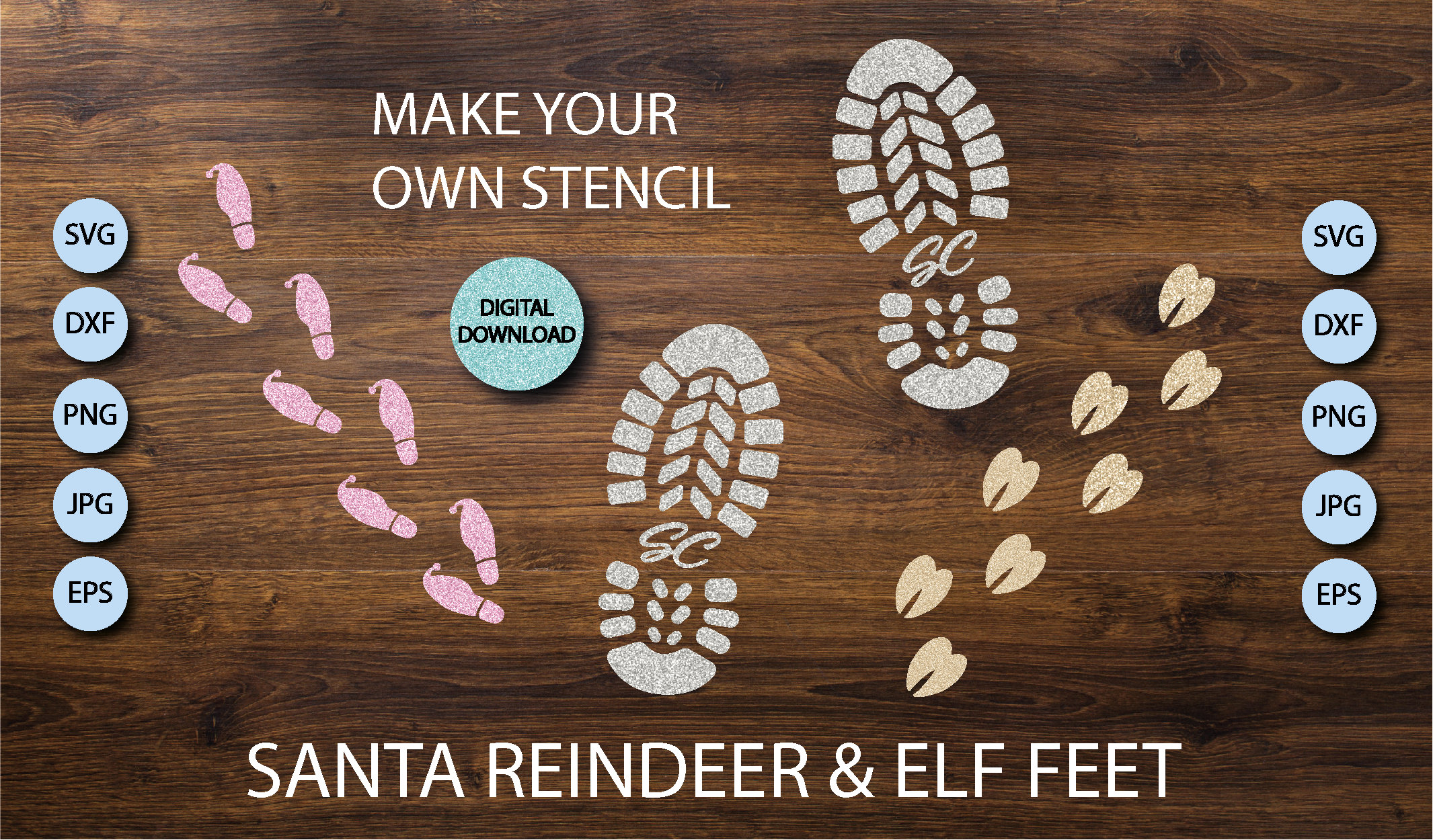 Santa Claus Svg Footprint Reindeer Svg Elf Svg Santa - Etsy Canada