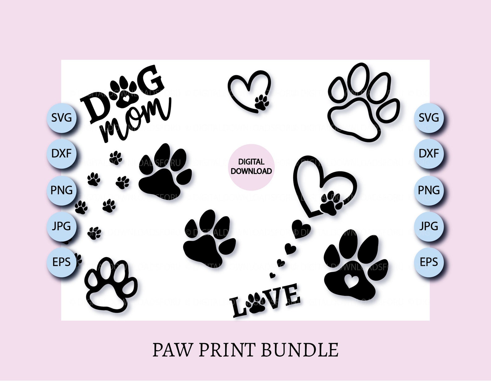 Hundepfote Print SVG, HerzPfote Print, SVG Bundle, Hundemama ...