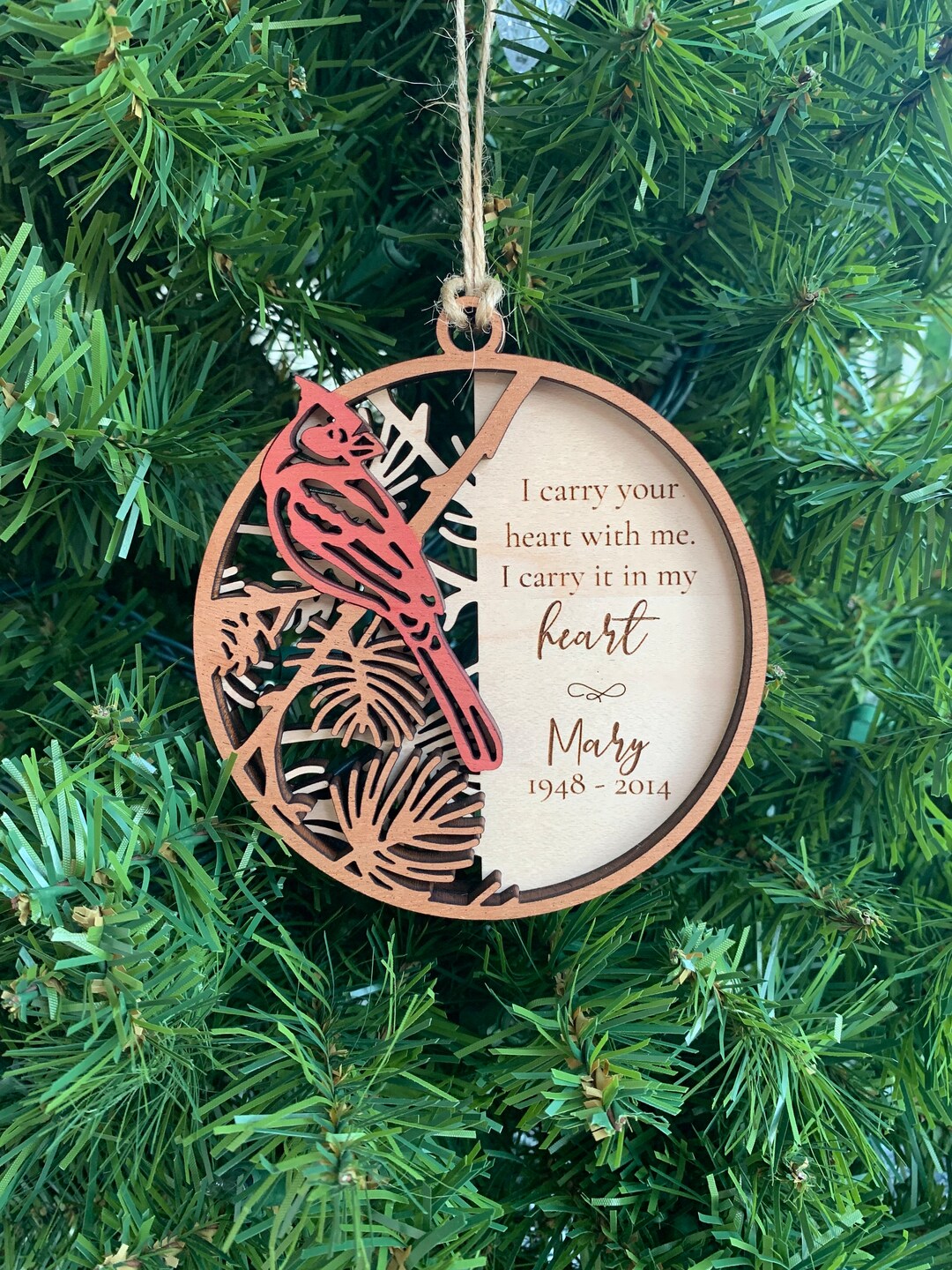 Cardinal Remembrance Ornament, Memorial Ornament, Personalized, Custom ...