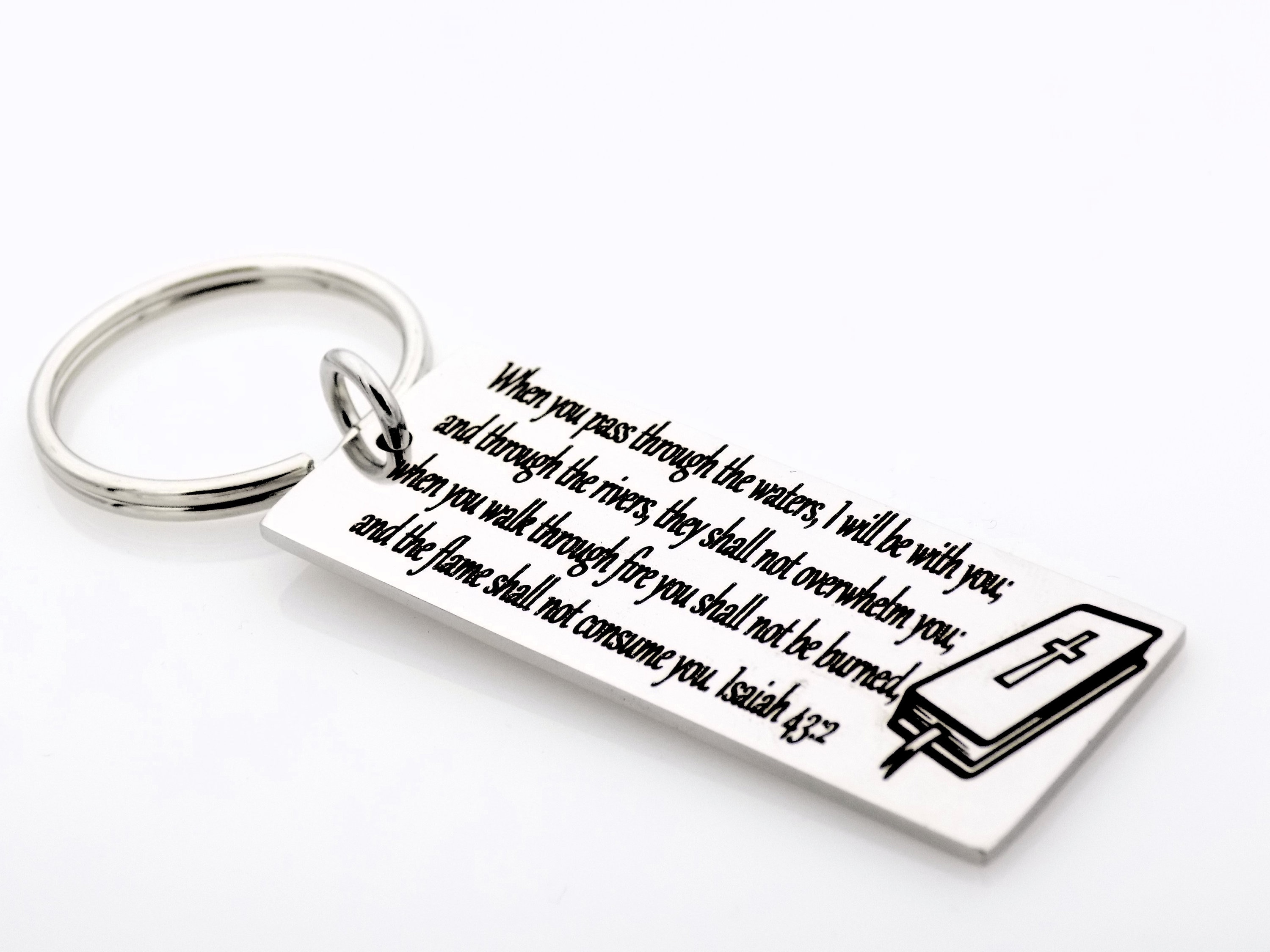 Custom Bible Verse Keychain - Laser Engraved Stainless Steel - Etsy