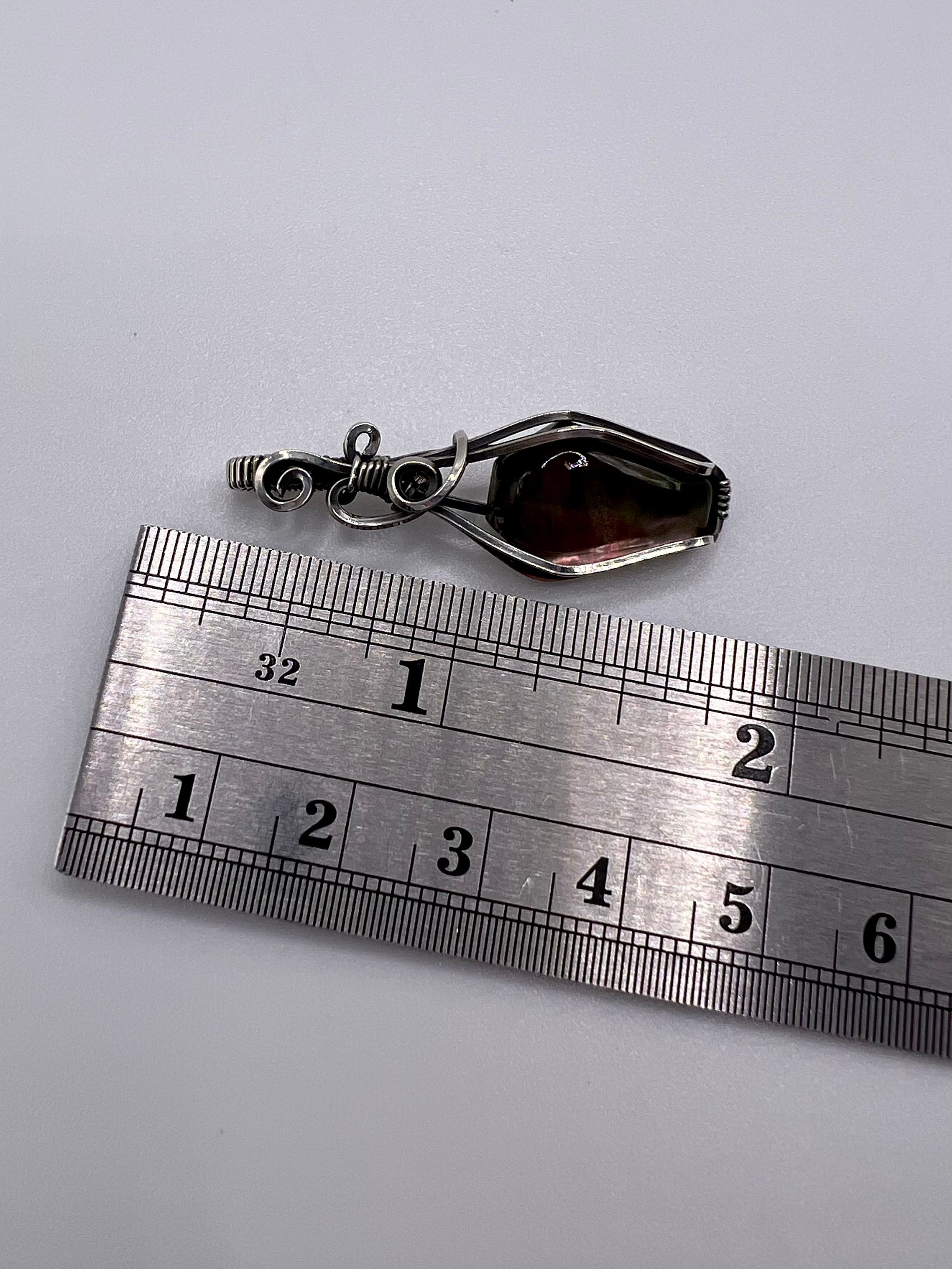 Coffin Shaped Mother of Pearl Wire Wrapped With Sterling Silver Pendant ...