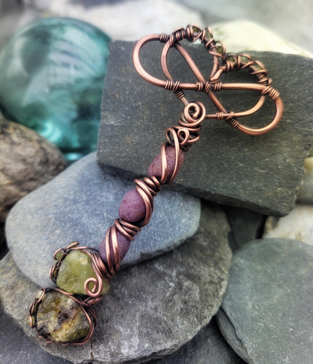 Infinity Heart Key, Copper Wire Wrapped Skeleton Key With Ruby and ...