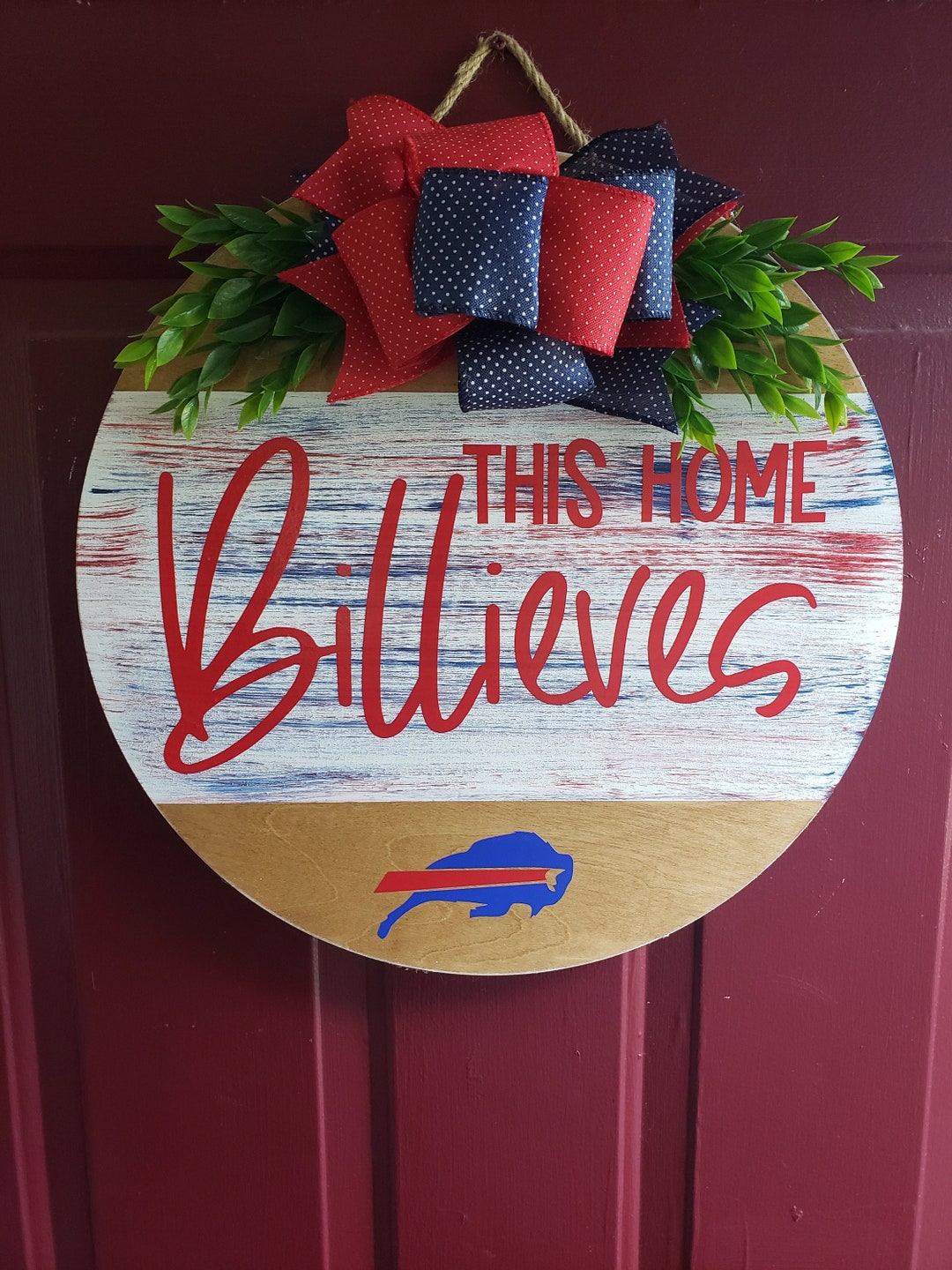 Buffalo Bills Door Hanger This Home Billieves Front Door Wreath Door ...
