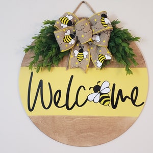 Bumblebee Wreath, Bumblebee Door Sign, Bee Decor, Front Door Sign ...