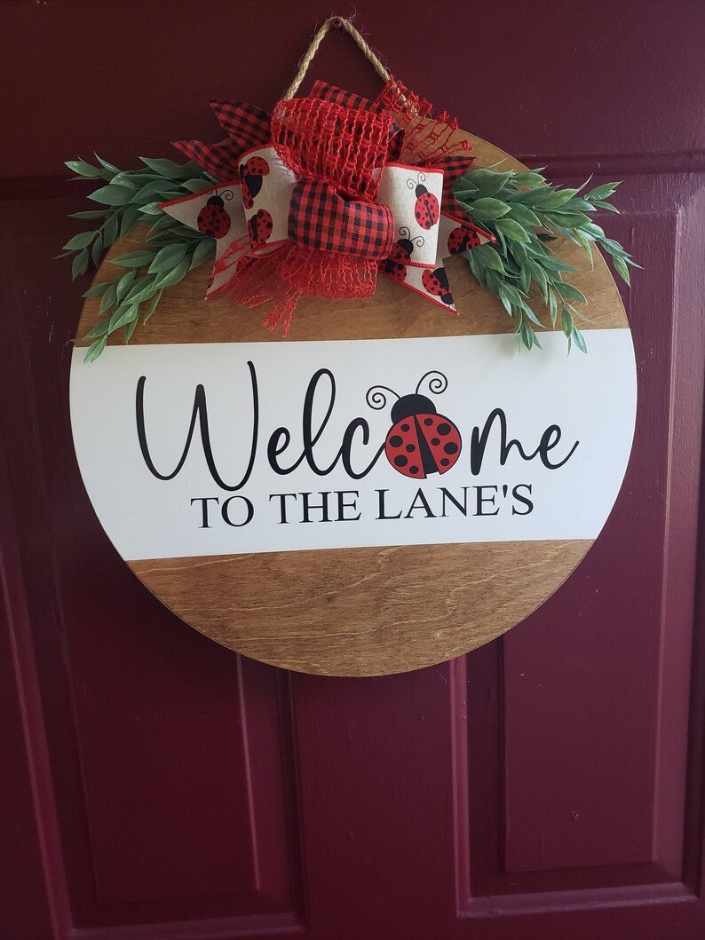 Welcome Door Hanger Ladybug Door Wreath Ladybug Decor - Etsy