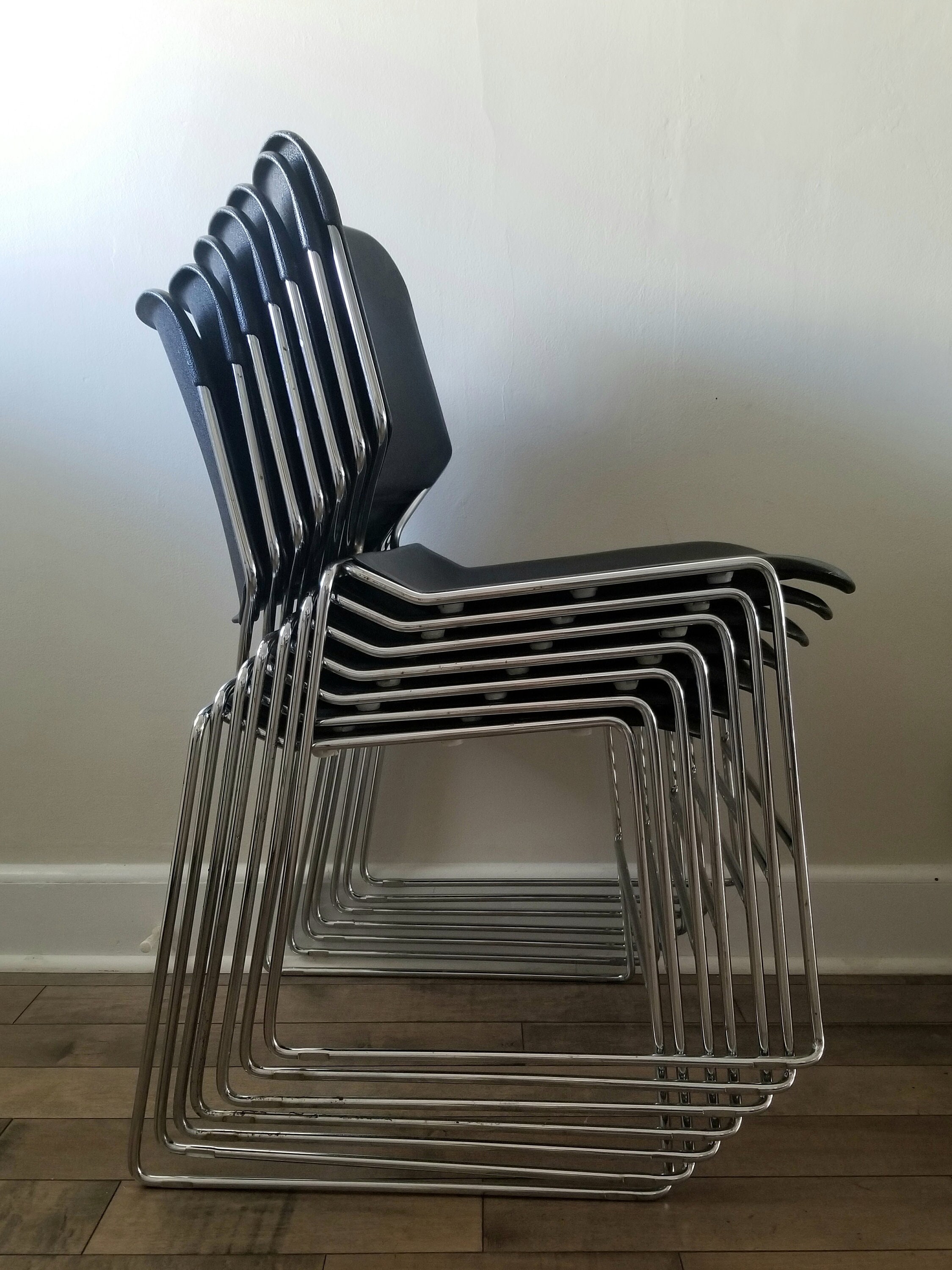 1970s Matrix Chairs 6pc Set Black / Chrome - Heavy - Etsy