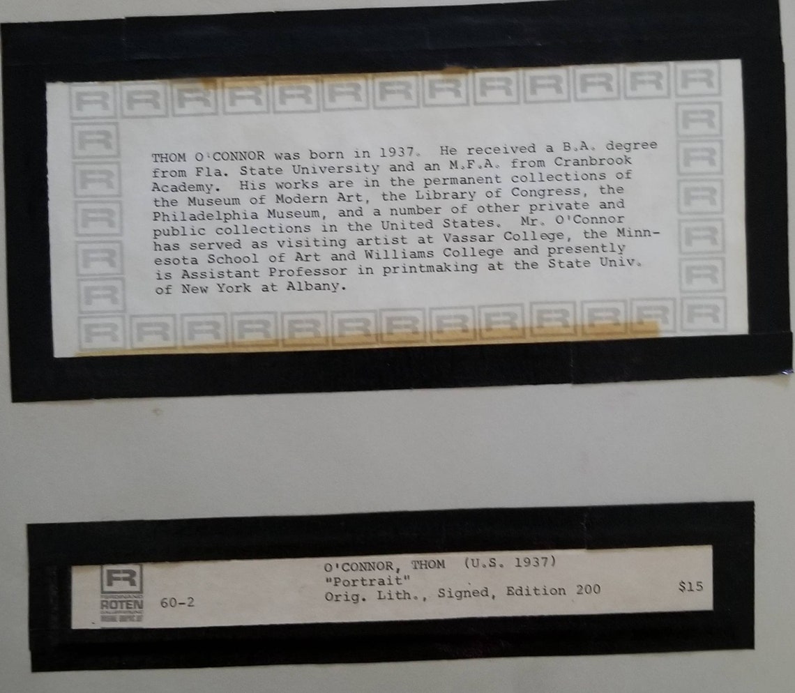 Signed Numbered 1960s Lithograph Portrait by Thom - Etsy