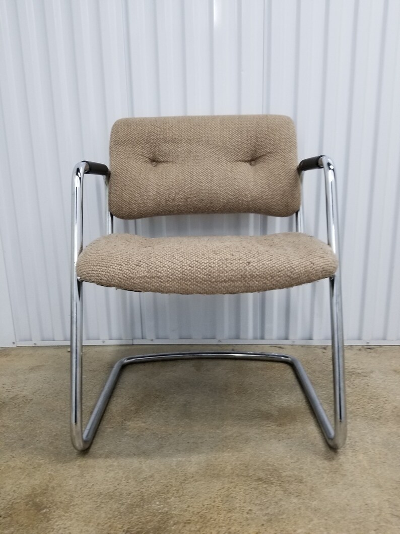 Vintage Chrome Steelcase Chairs 1980s Neutral Wooly Tweed - Etsy