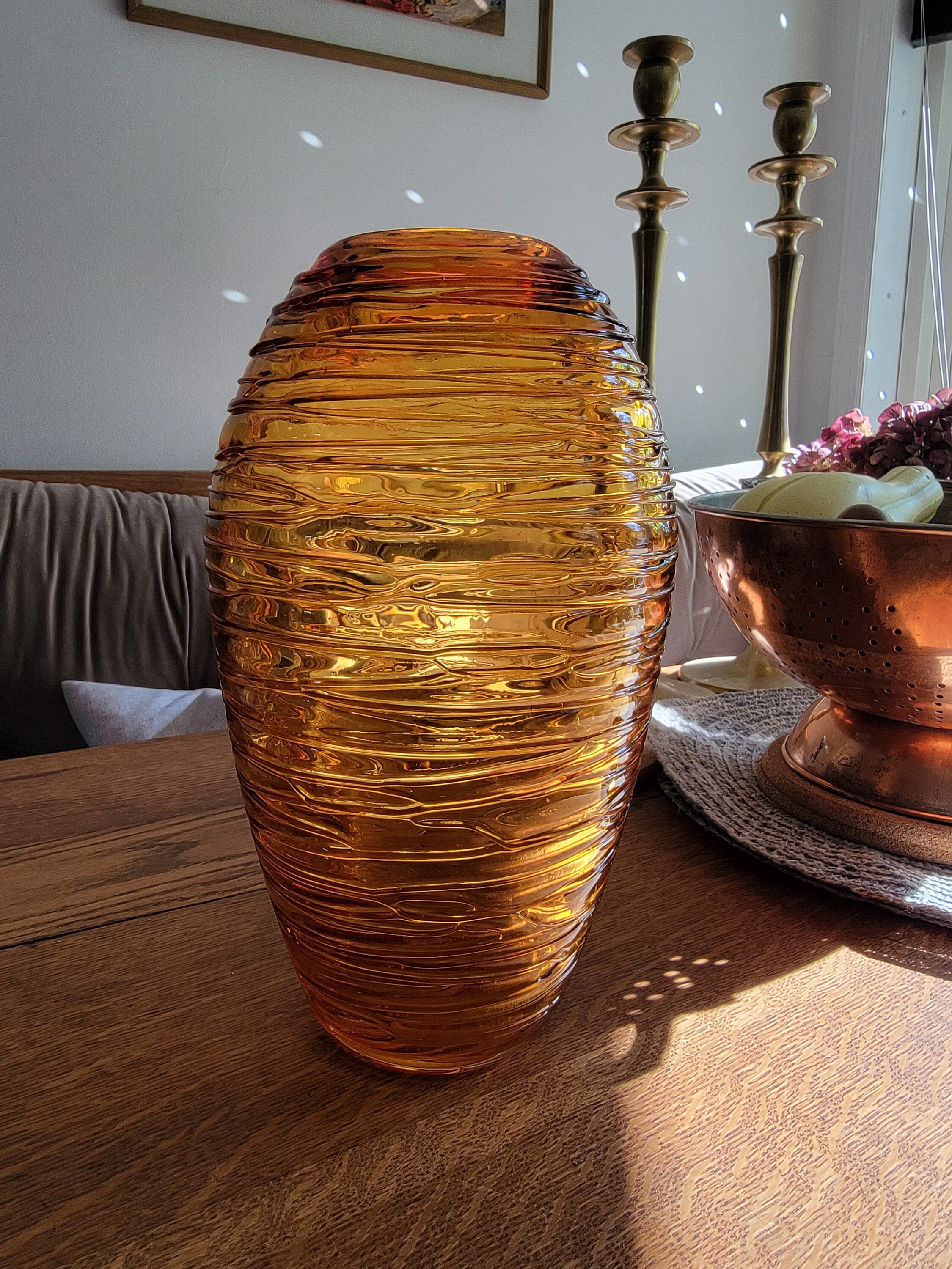 Vintage Amber String Vase Blown Glass, Glowy, Warm Light - Etsy