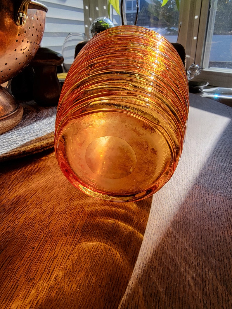 Vintage Amber String Vase Blown Glass, Glowy, Warm Light - Etsy