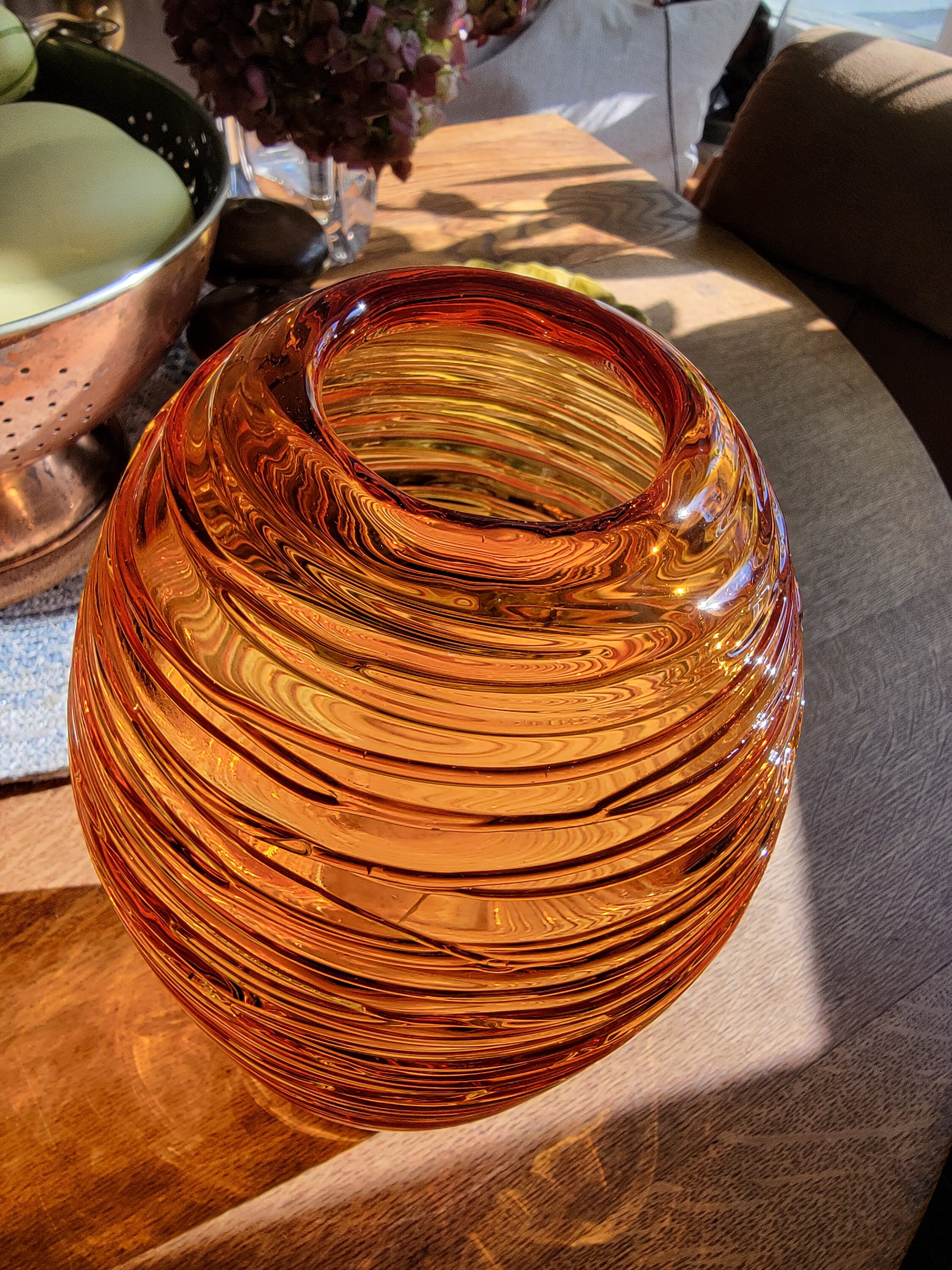 Vintage Amber String Vase Blown Glass, Glowy, Warm Light - Etsy