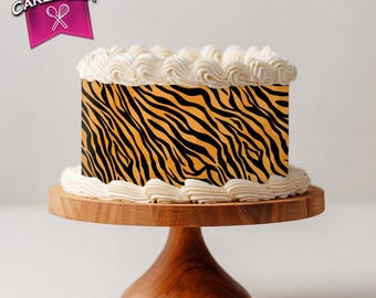 Tiger Edible Print Cake Topper Ribbon Wrap | Wildlife Safari Childrens ...