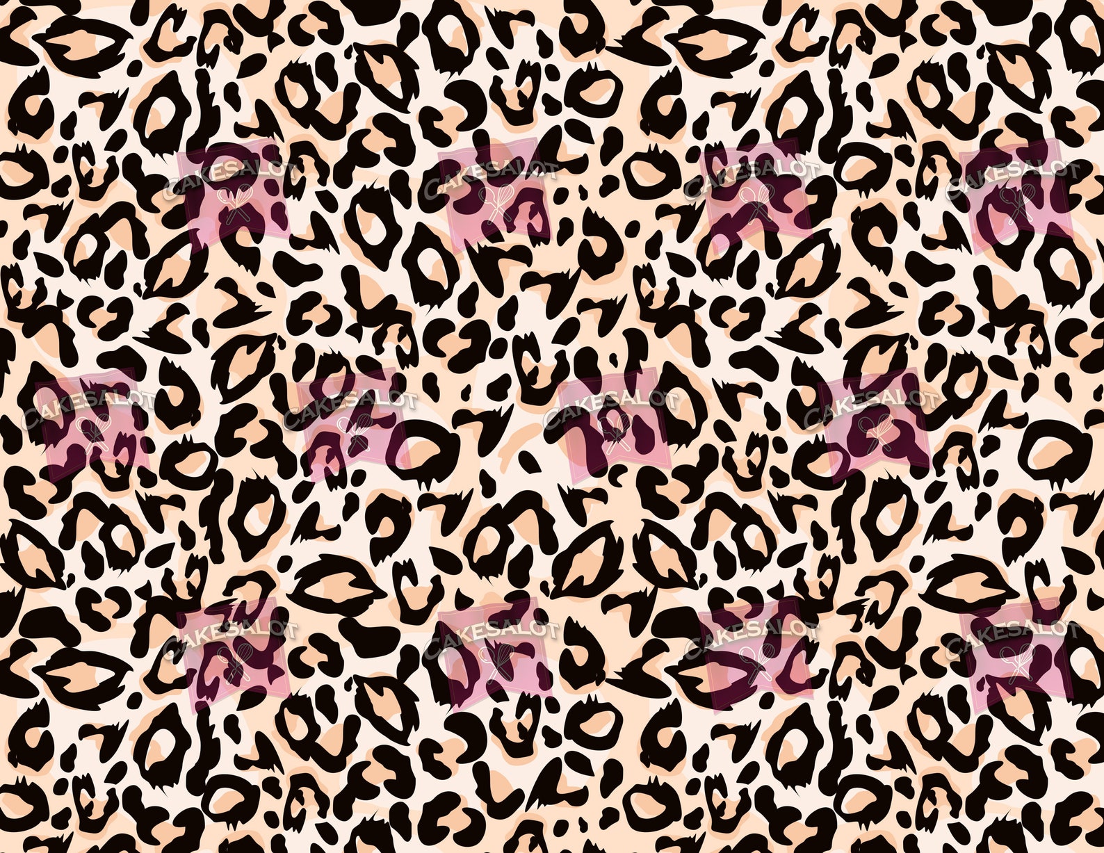Leopard Edible Print Cake Wrap Topper Animal Light Boho Wildlife Safari ...
