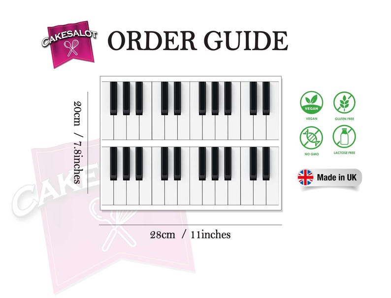 Piano Keys Musical Notes Instrument Edible Print Cake Ribbon Wrap Icing ...