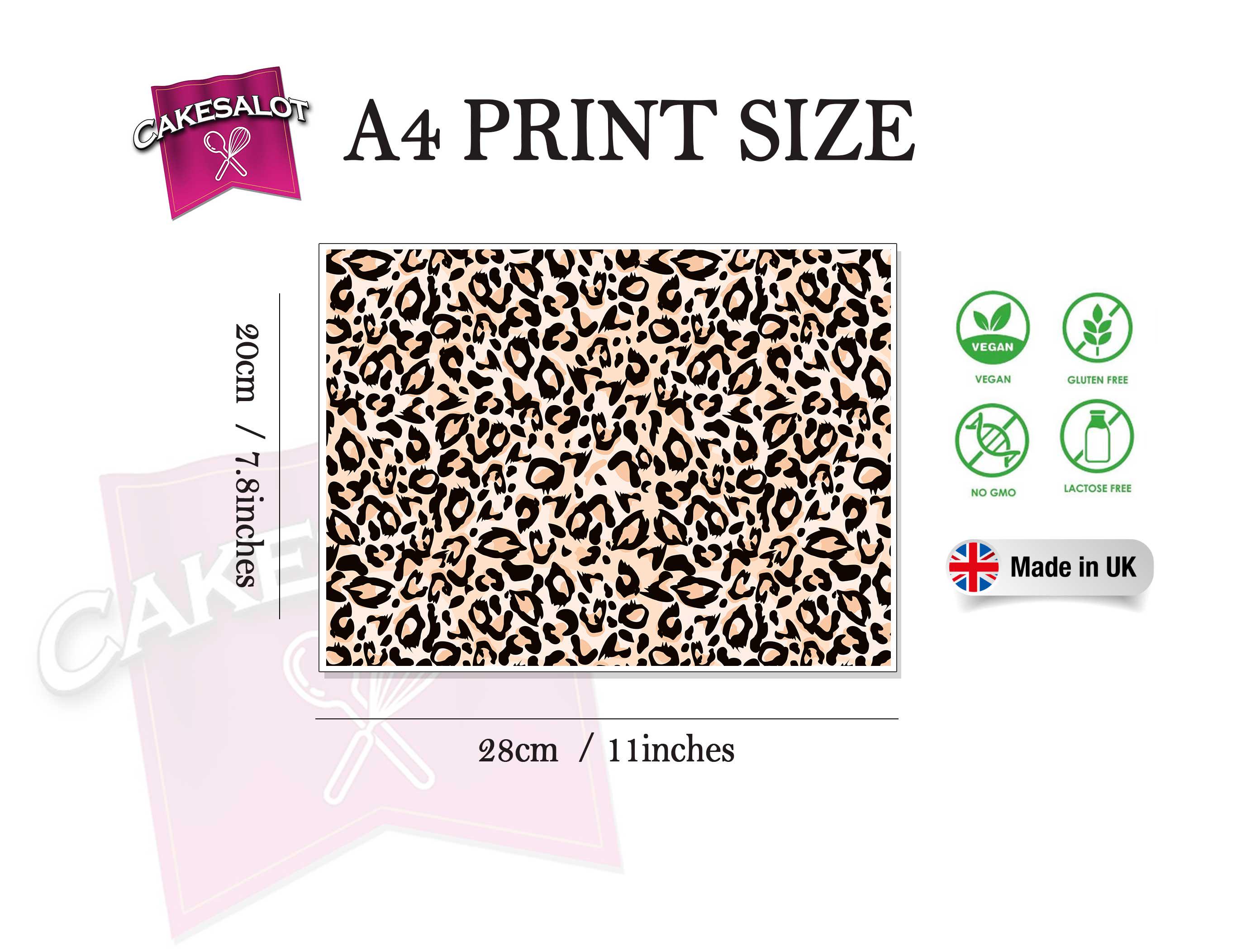 Leopard Edible Print Cake Wrap Topper Animal Light Boho Wildlife Safari ...