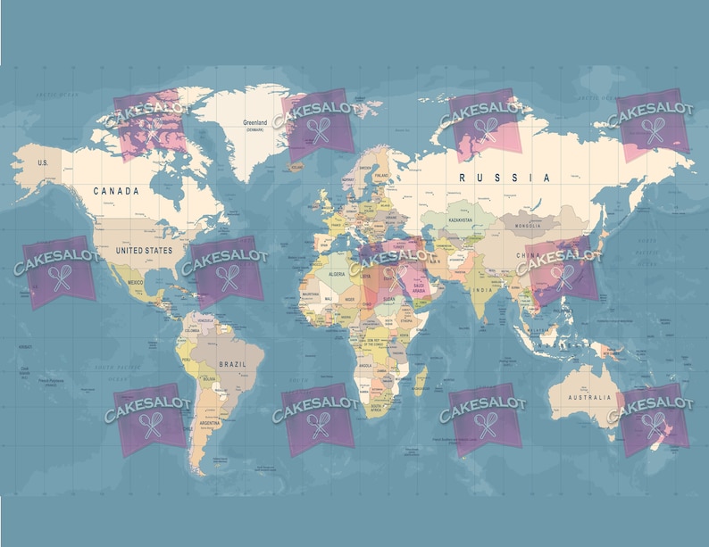 World Map Globe Edible Print Cake Wrap Icing Sheet Topper Travelling ...