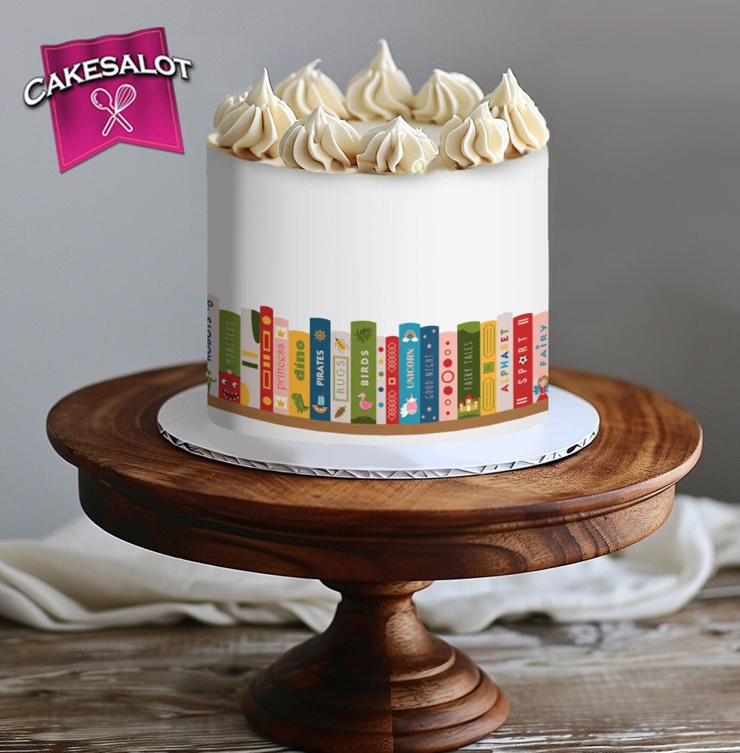 Children's Bookcase Edible Cake Wrap: Book Lover Birthday Party (A4 ...