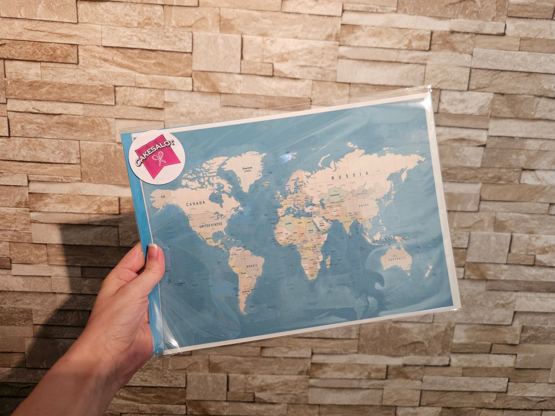 World Map Globe Edible Print Cake Wrap Icing Sheet Topper Travelling ...
