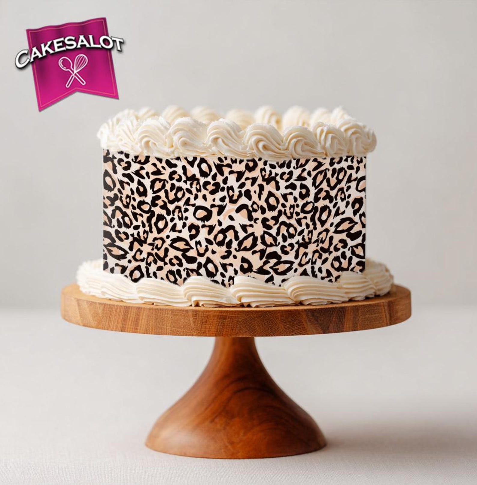 Leopard Edible Print Cake Wrap Topper Animal Light Boho Wildlife Safari ...