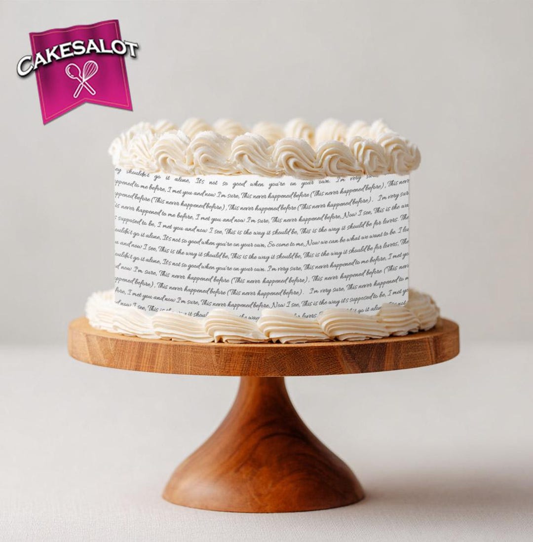 Personalised Wedding Engagement Cake Edible Song Lyrics Vows or Poems ...