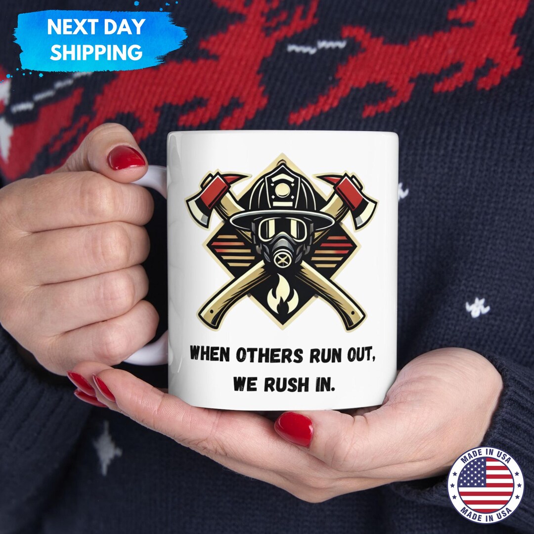Fire Fighter Ceramic Mug, Fireman Coffee Cup, Hero Tea Mug, Fire ...