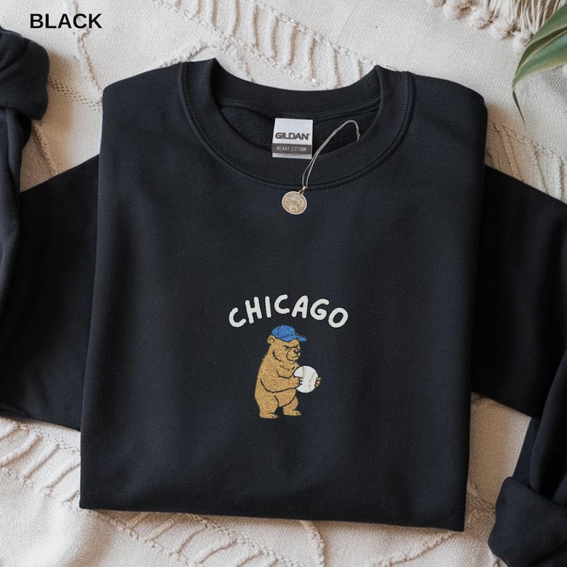 Embroidered Chicago Baseball Shirt, Game Day Bear Sweatshirt, Softball ...