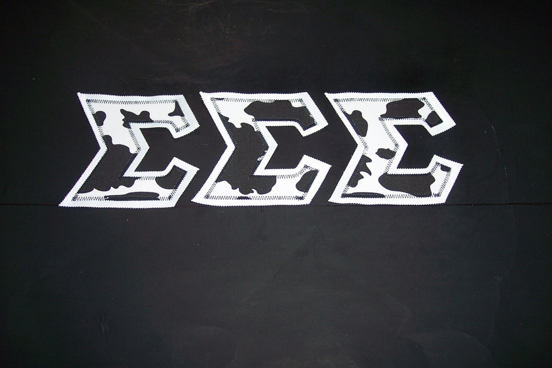 Sigma Sigma Sigma Shirt Black Cow Print on White Twill - Etsy