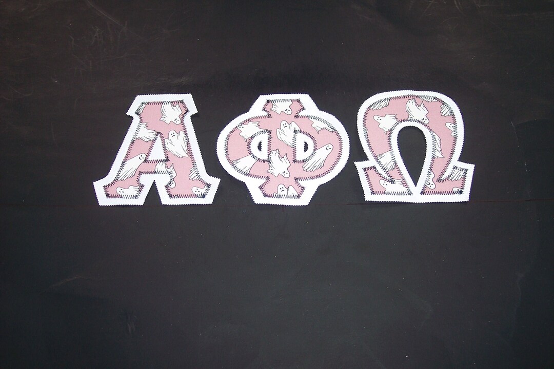 Alpha Phi Omega Shirt -- Pink Ghosts (glow in the Dark) on White Twill ...